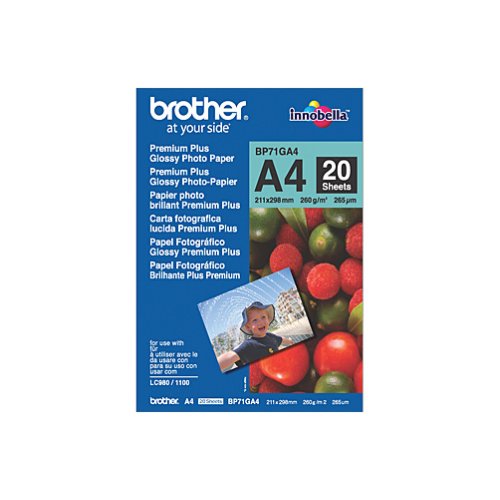 Photo Paper - Brother - A4 - Premium Plus Glossy - 260gsm - Pack of 20 ...
