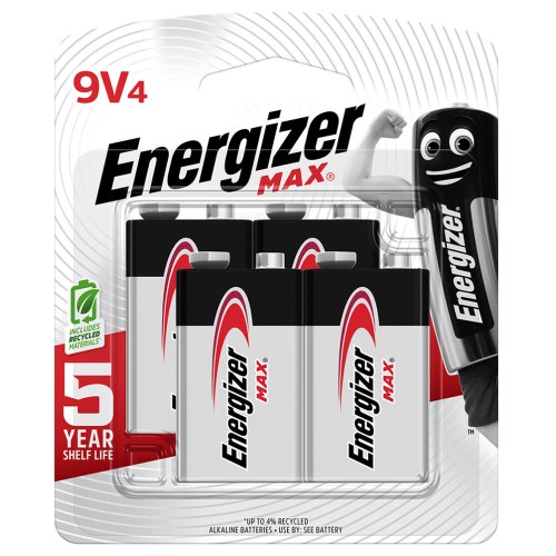 Battery Energizer Max Alkaline 9V Red (Pack of 4) | Skout Office Supplies