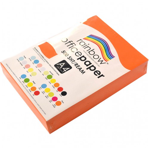 Copy Paper - Rainbow - A4 - 80gsm - Bright Orange - 500 Sheet Ream ...