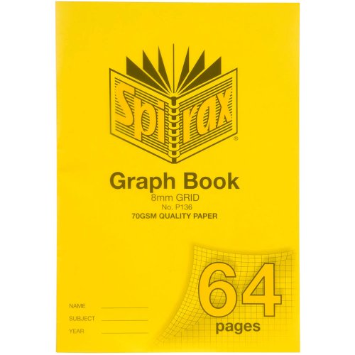 Graph Book - Spirax - P136 - A4 - 8mm Grid - Yellow Cover - 64 Page ...
