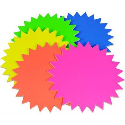 Starburst Shapes Board - Rainbow - 150mm 300gsm Single Sided Fluro ...