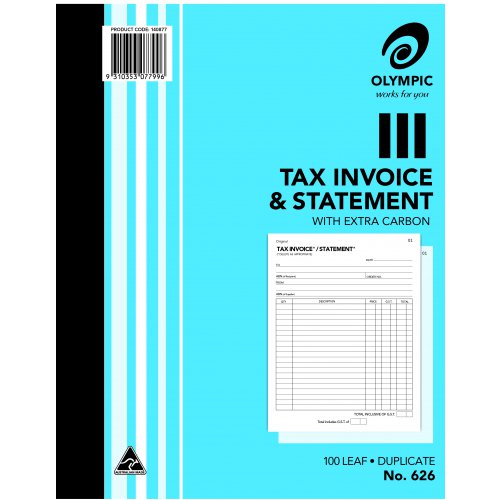 Invoice/Statement Book - Olympic - No. 626 - Duplicate - 250x200mm ...