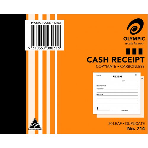 Cash Receipt Book - Olympic - 714 - Duplicate C/less - 5x4 - 50lf ...