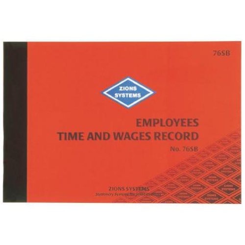 Wage Book - Zions - 76SB - Employees Time and Wages | Skout Office Supplies