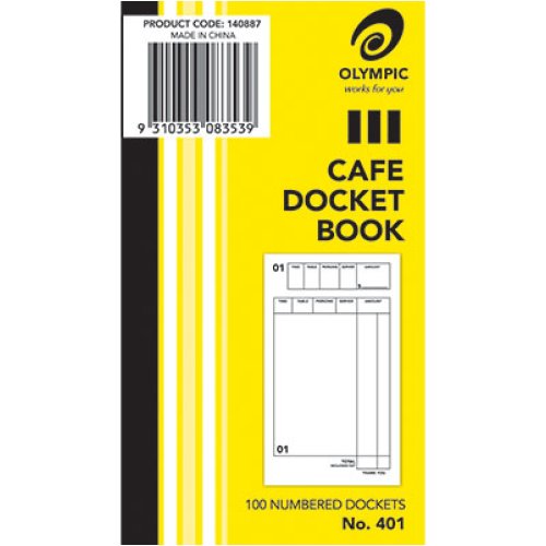 Cafe Docket Book - Olympic - No. 401 - 70x125mm - 100lf | Skout Office ...