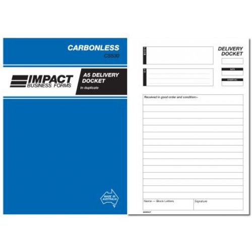 Delivery Docket Book - Impact - A5 - Carbonless - Duplicate CS530 ...