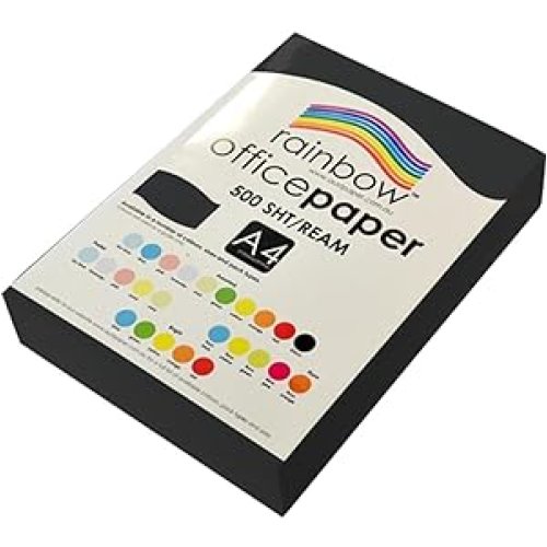 Rainbow A4 Office Paper 80gsm Ream 500 Black | Skout Office Supplies