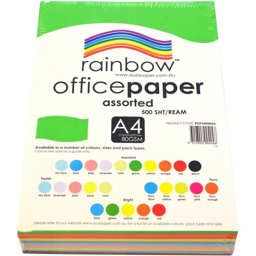 Rainbow Office Paper A4 Assorted 500 Sheets | Skout Office Supplies