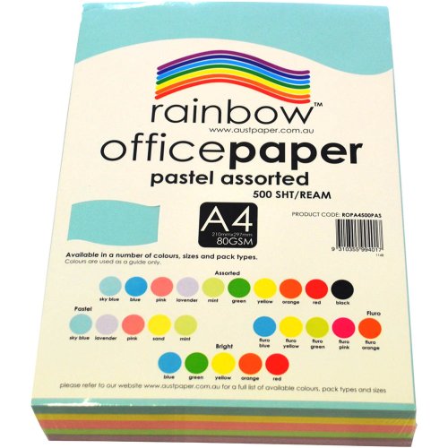 Rainbow Office Paper A4 80gsm 500 Sheets Pastel | Skout Office Supplies