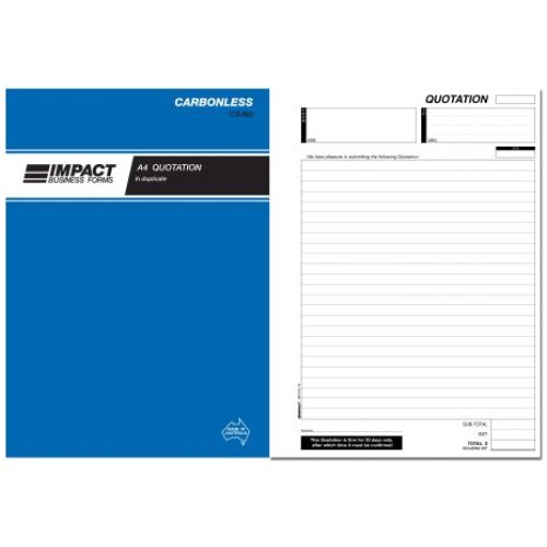 Quotation Book Carbonless Impact A4 Duplicate CS460 Each | Skout Office ...