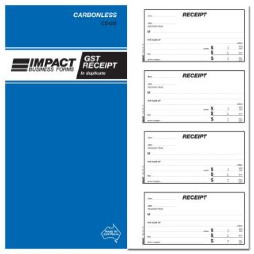 Receipt Book Carbonless Impact 4 Up Duplicate CS425 | Skout Office Supplies