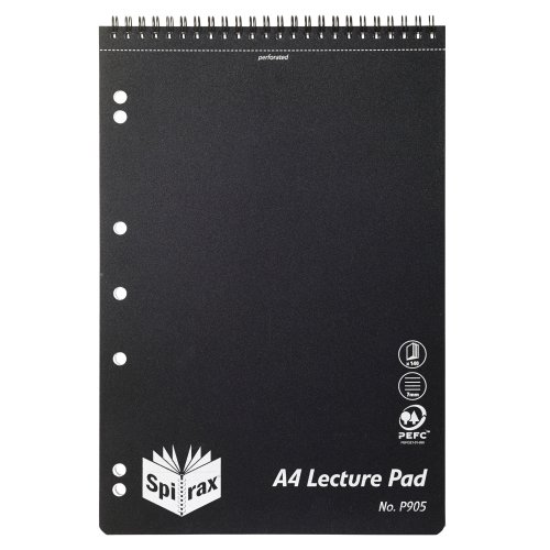 Lecture Pad - Spirax - A4 - P905 - Black - 140pg | Skout Office Supplies