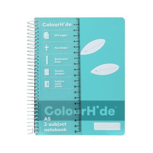 Notebook - Marbig - Colourhide - A5 - 2 Subject - Aqua - 300pg | Skout ...