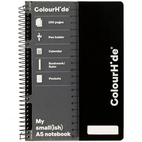 Notebook - Colourhide - A5 - Black - 200PG | Skout Office Supplies