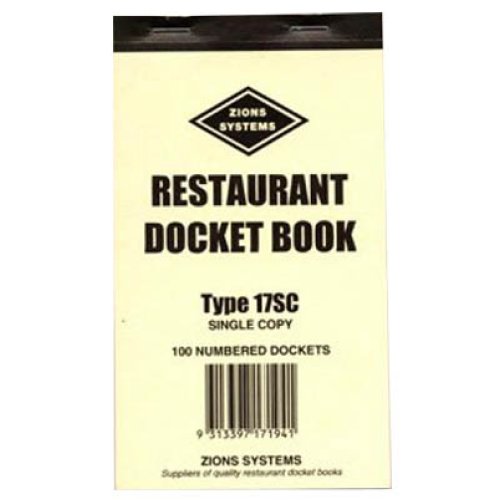 Restaurant Docket Book - Zions - 17SC - Single Copy - 172x100mm | Skout ...