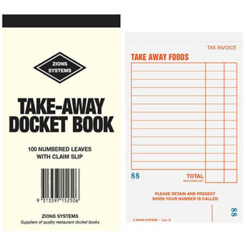Take Away Docket Book - Zions - TA - 172x99mm - 100 Sheets | Skout ...