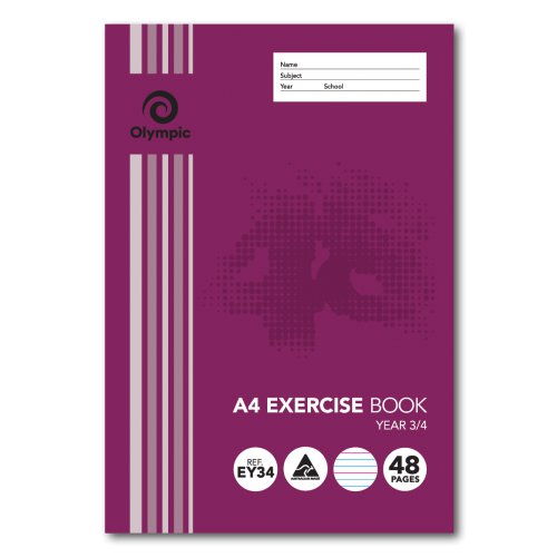 Exercise Book - Olympic - A4 - Year 3/4 - 48 Page | Skout Office Supplies