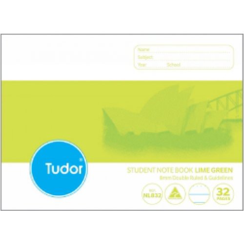Exercise Book - Tudor - 8mm D/ruled+guide - NSW - Lime - 32 Page ...