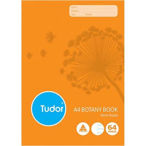 Botany Book - Tudor - A4 - 8mm Ruled - 64 Page | Skout Office Supplies