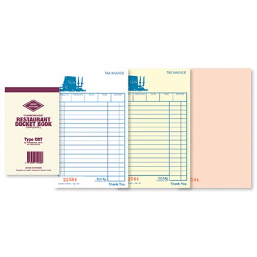Restaurant Docket Book - Zions - Carbonless Triplicate - 25 Sets - Pack ...