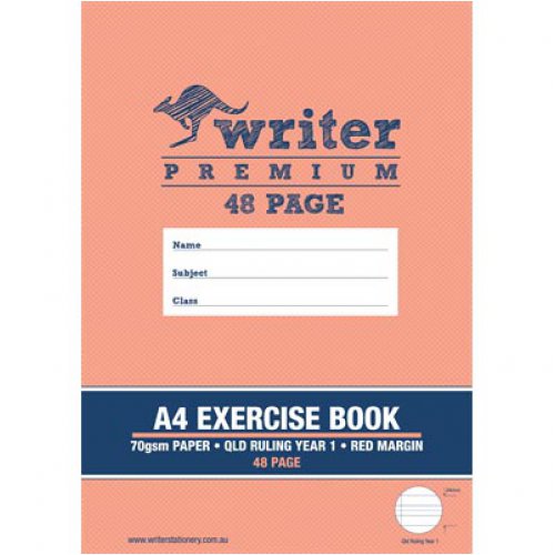 Exercise Book - Writer Premium - A4 - QLD Year 1 Ruled + Margin - 48 ...