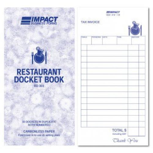Restaurant Docket Book - Impact - RD303 - 100 x 195mm - Duplicate ...