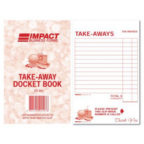 Take Away Docket Book - Impact - 95 x 148mm - Tear Off | Skout Office ...