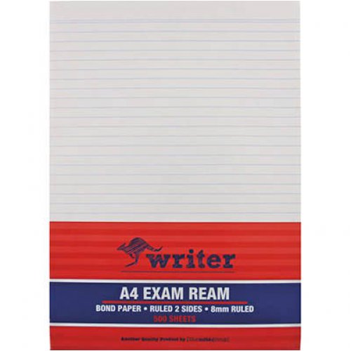 Exam Paper - Writer - A4 - 60gsm - 8mm Ruled - 500 Sheet Ream | Skout ...