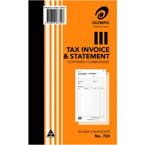 Invoice/Statement Book - Olympic - #724 - Carbonless Duplicate - 50 ...