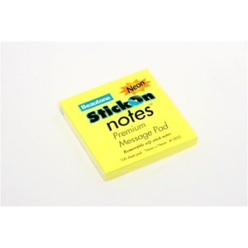 Stick On Notes - Beautone - 76x76 - Neon Lemon - Pack of 12 | Skout ...