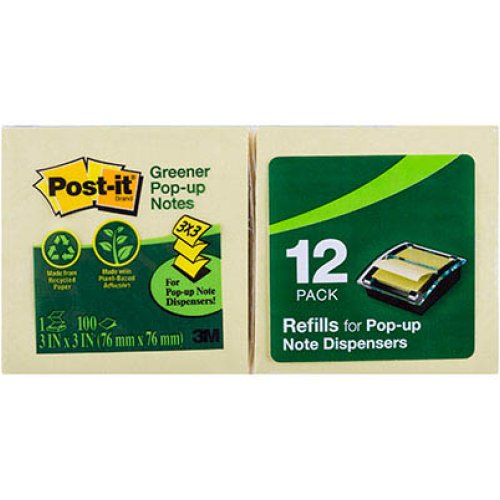 Pop Up Notes - Post-it - Recycled R330RP-12YW - 76x76mm - Yellow ...