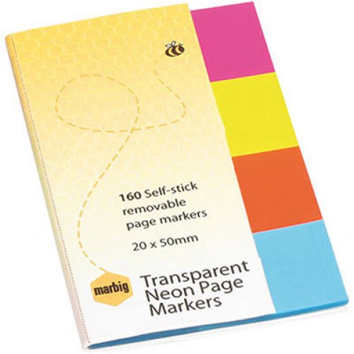 Page Markers - Marbig - 20x50mm - Transparent - 160 Markers | Skout ...