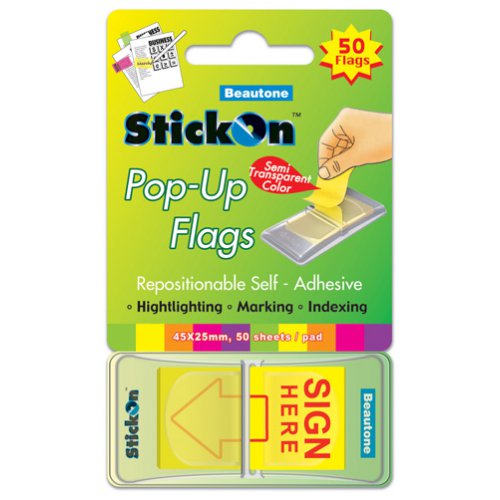 Stick On Flags - Beautone - Pop-up Sign Here- 45x25mm - 50 Sheet ...