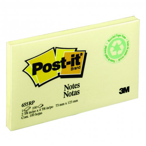Post-it Notes - 76x127mm - Recy - 655-RP - Yellow - Pack of 12 | Skout ...