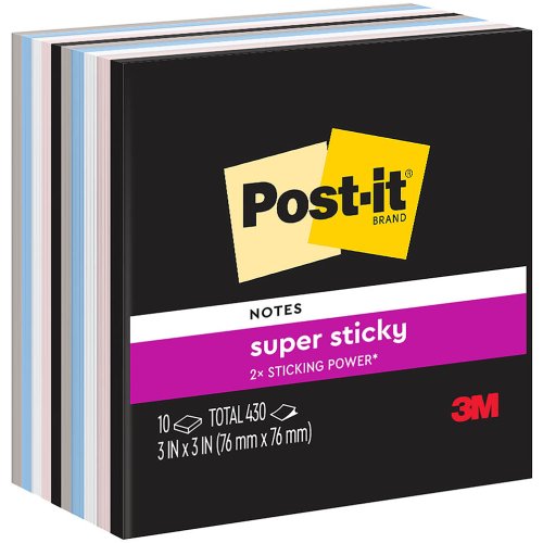 Post-It Notes - 654-10SSNE - Super Sticky - 76x76mm Simply Serene ...