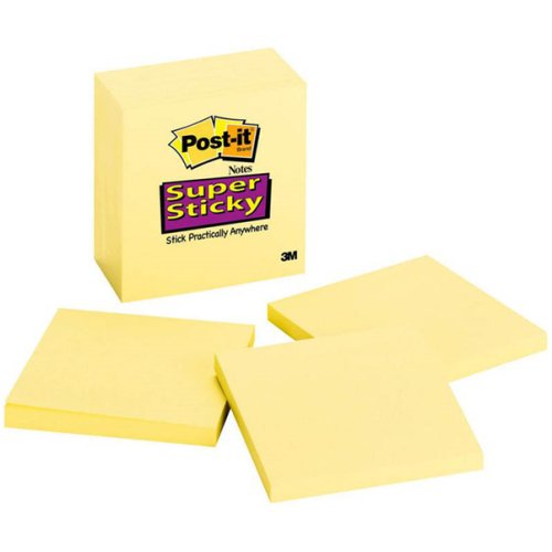 Post-it Super Sticky Notes - 654-6SSCY - 76x76mm - Yellow - 6 pack ...