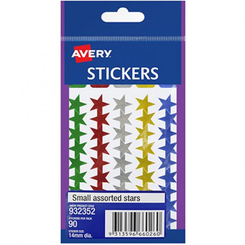 Merit Stickers - Avery - Stars - 14mm - Assorted Colours - Pack of 90 ...