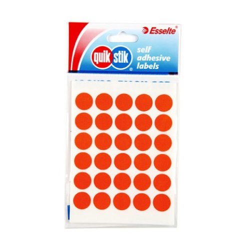 Multi-Purpose Stickers - Quik Stik - Circle - 14mm - Fluro Red - Pack ...
