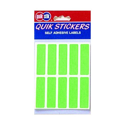 Rectangular Labels - Quikstik - 35mm x 45mm - Fluro Green - 28 Labels ...