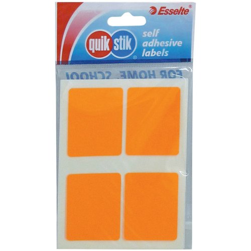 Rectangular Labels - Quikstik - 35 x 45mm - Fluro Orange - Pack of 28 ...