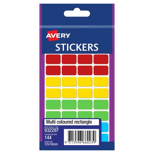 Multi-Purpose Stickers - Avery - 12 x 18mm - Multi Coloured - Pack of ...