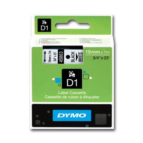 Dymo D1 Label Cassette 19mm x 7m - Black On White | Skout Office Supplies