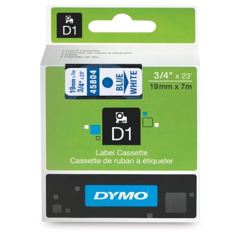 Dymo D1 Label Cassette 19mmx7m - Blue On White | Skout Office Supplies