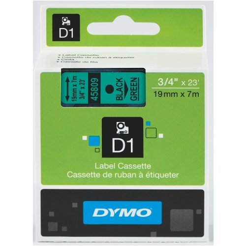 Dymo D1 Label Cassette 19mm x 7m - Black On Green | Skout Office Supplies