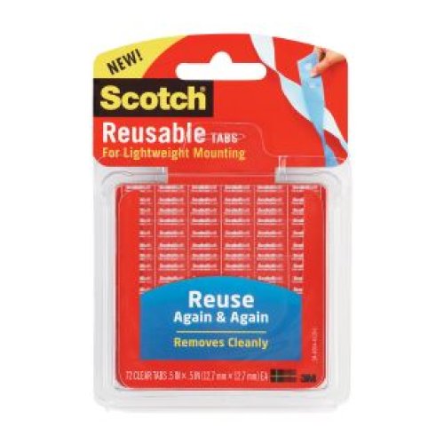 Tape Mounting Scotch 12.7x12.7mm R103 Reusable Tabs Clear pk72 | Skout ...