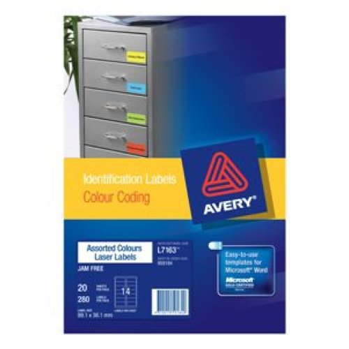 Label Avery Laser L7163 Assorted Colours 14up (Pack of 20) | Skout ...