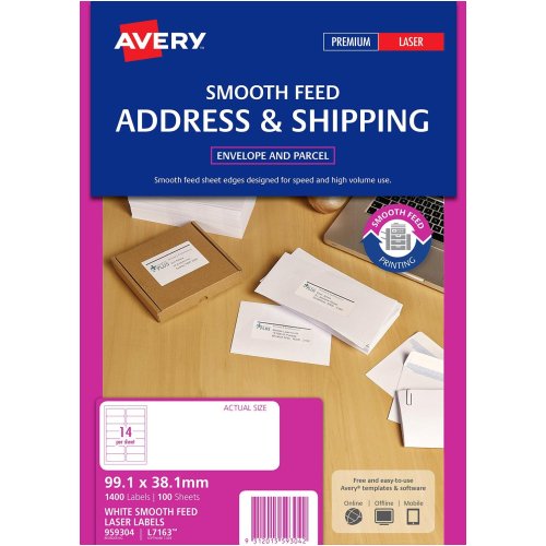Laser Label Avery L7163 Smooth Feed 14up 99.1x38.1mm Pack of 100 ...