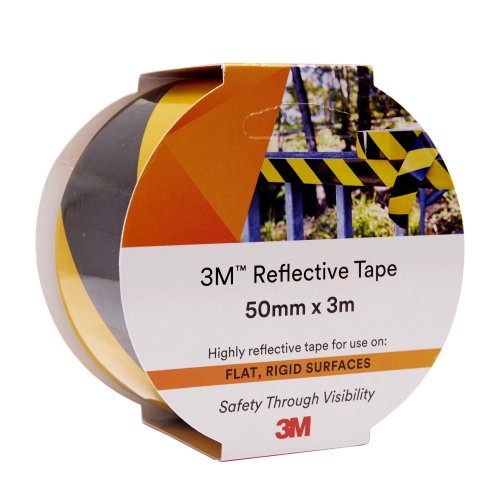 Reflective Tape - 3M - 50mm x 3m - 7930 - Yellow/Black | Skout Office Supplies