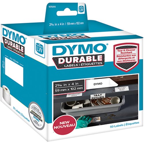 Label Dymo 59x102mm LW Durable Polyprop White Roll of 50 | Skout Office ...