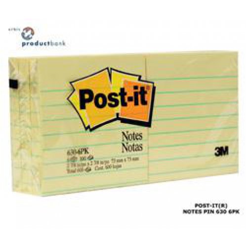 Post-it Notes - 630-6PK - 76x76mm - Lined Yellow - Pack of 6 | Skout ...